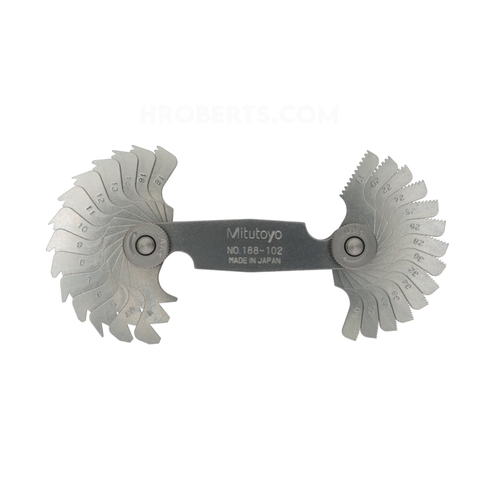 Mitutoyo 188-102 Screw Pitch Gauge Set Whitworth, Range 4-60 TPI with ...